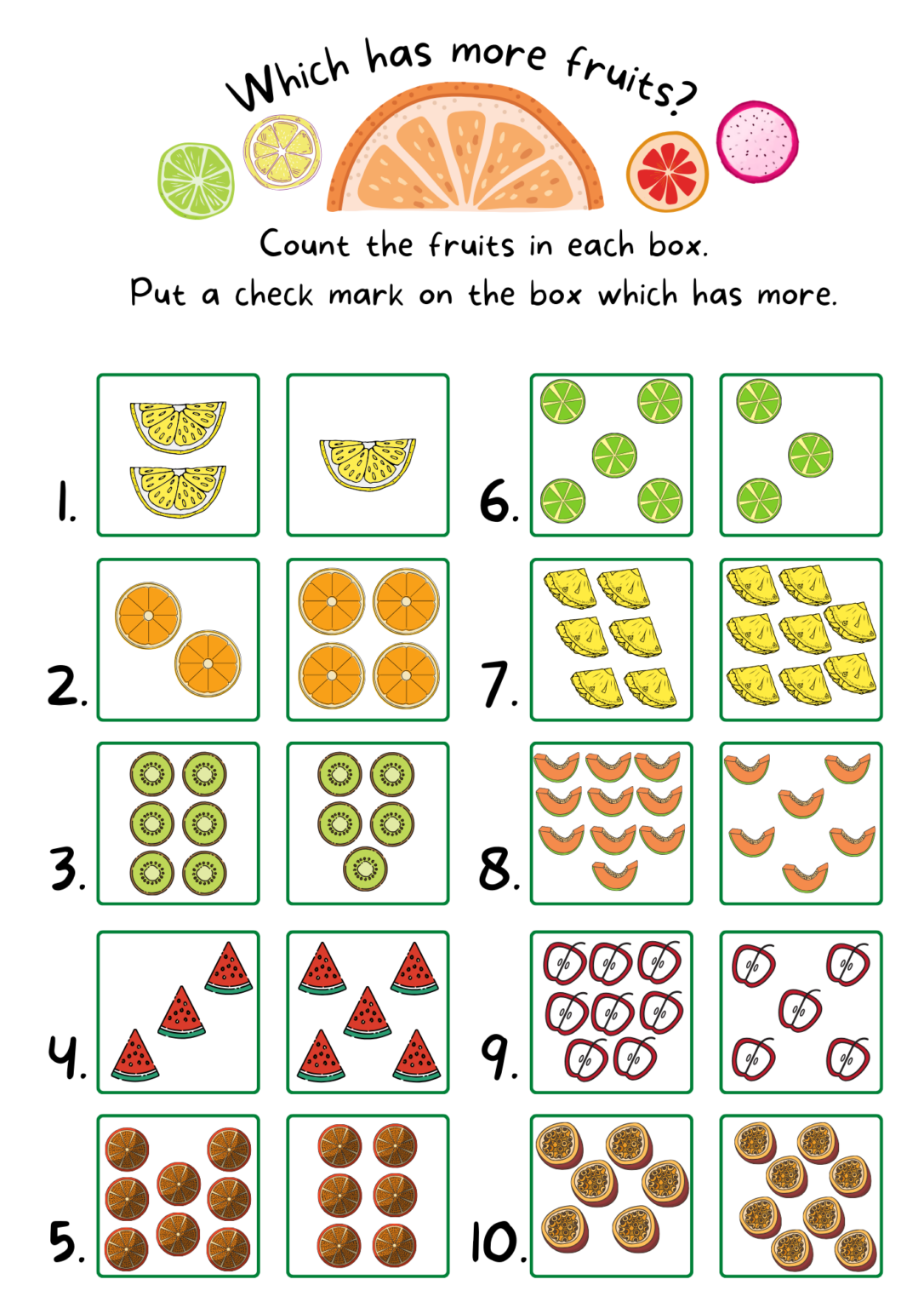 More or Less Worksheets for Child Development - Sllearning